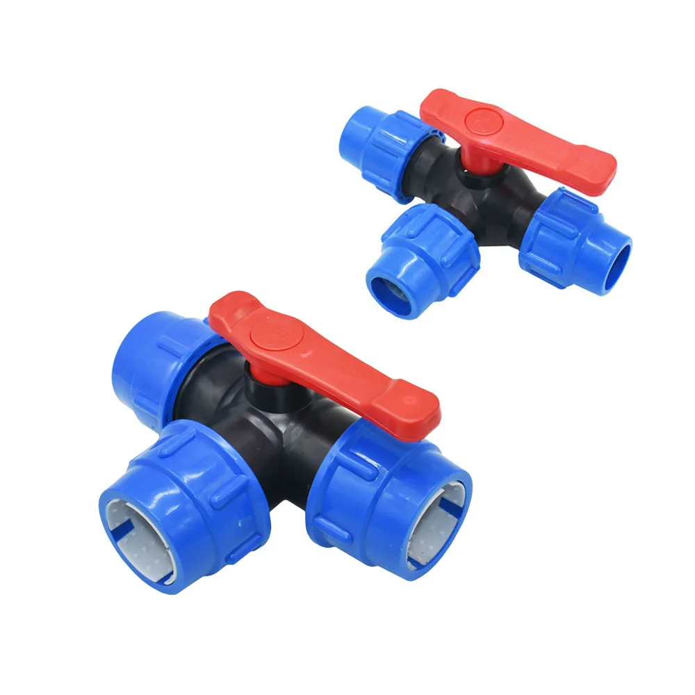 1/2" 3/4" 1" 1.25" 1.5" 2" Tee Plastic Ball Valve Water Splitter T type ...