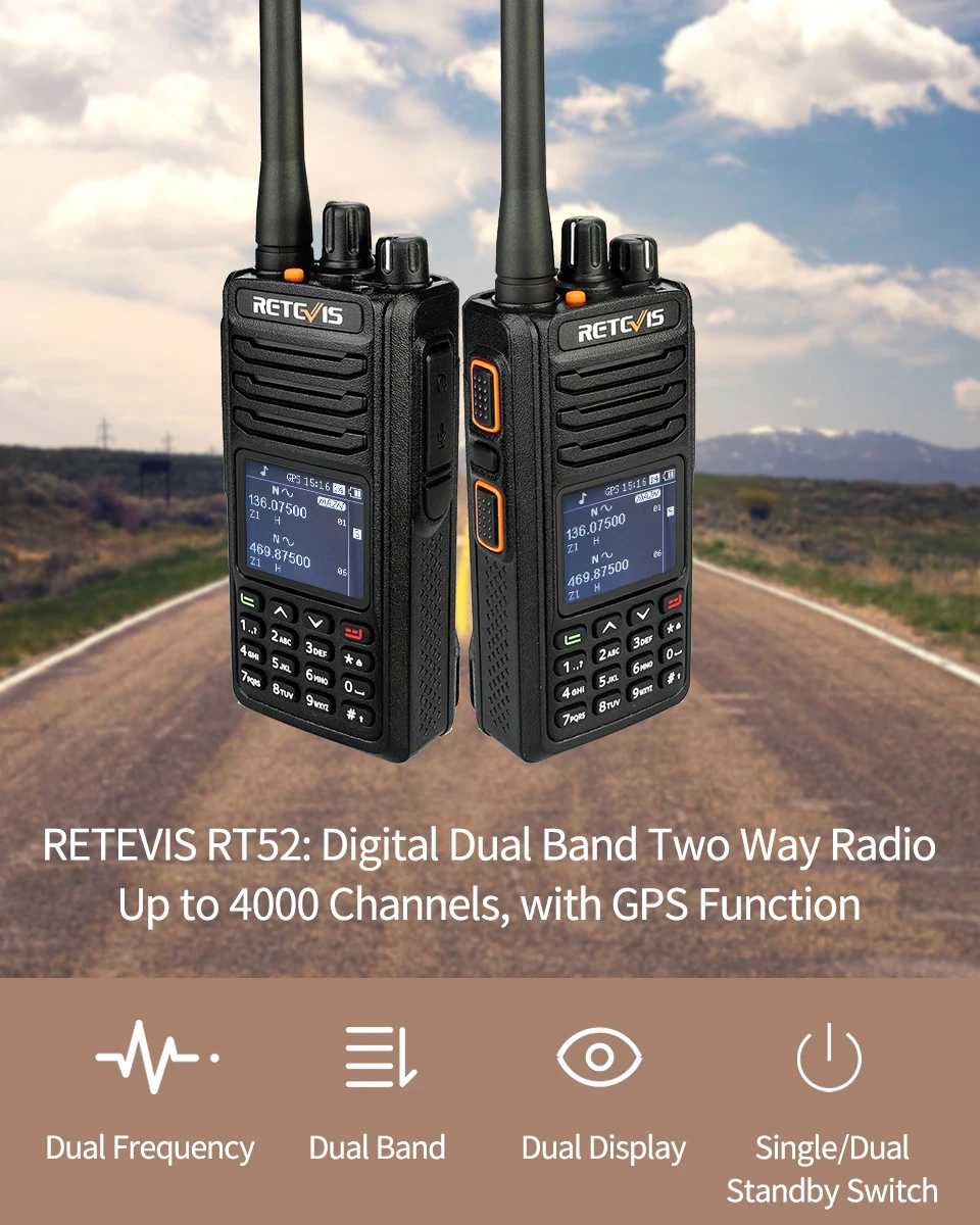 2 шт. Retevis RT52 Цифровой Dual Band gps DMR радио портативная рация ...