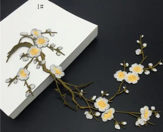 2pcs Plum Blossom Flower Applique Clothing Embroidery Patch Fabric ...