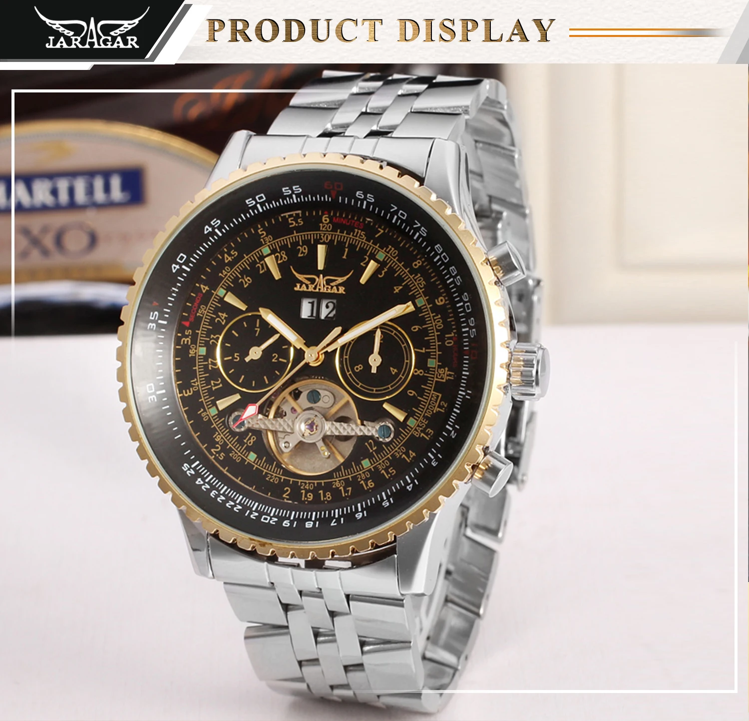 JARAGAR Watch Multi-Function Mens Mechanical Watches Hollow Tourbillon ...