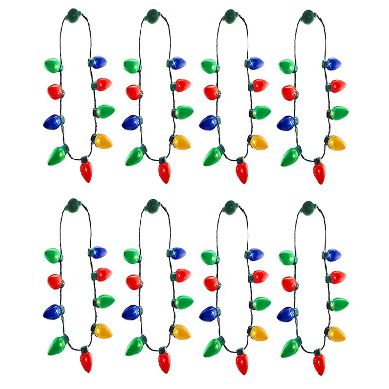 Christmas LED Light Up Bulb Necklace Kids Adults Wearable Lights ...