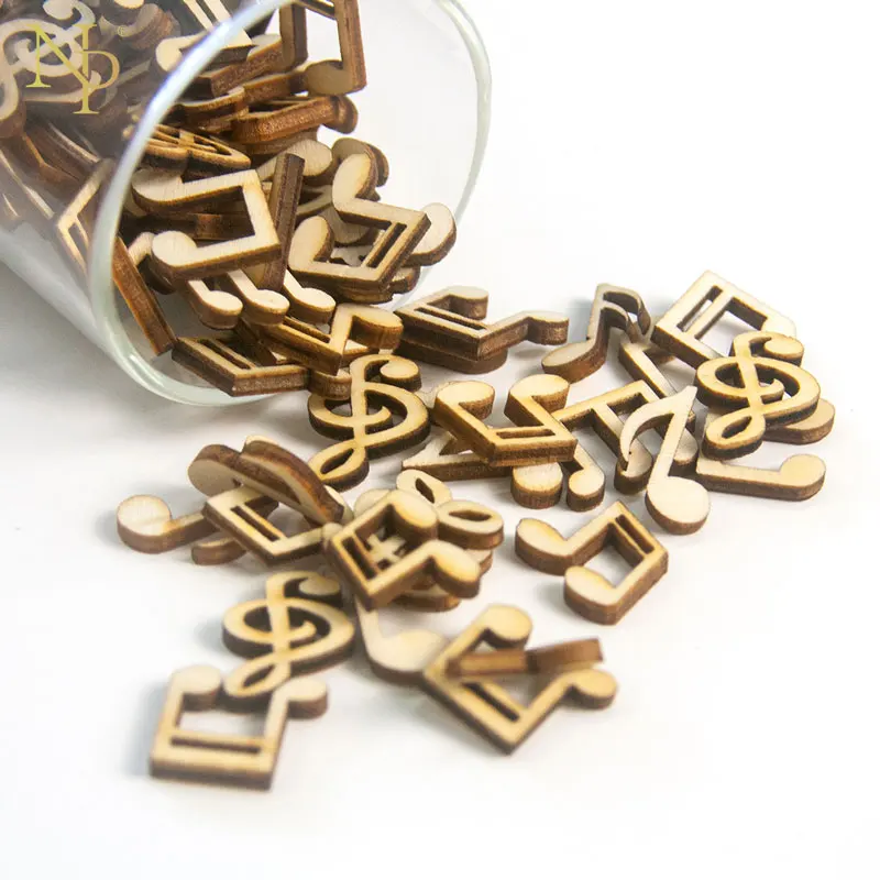 Nicro 1000 Pcs Laser Cut Wood Music Note Embellishment Christmas Wooden ...