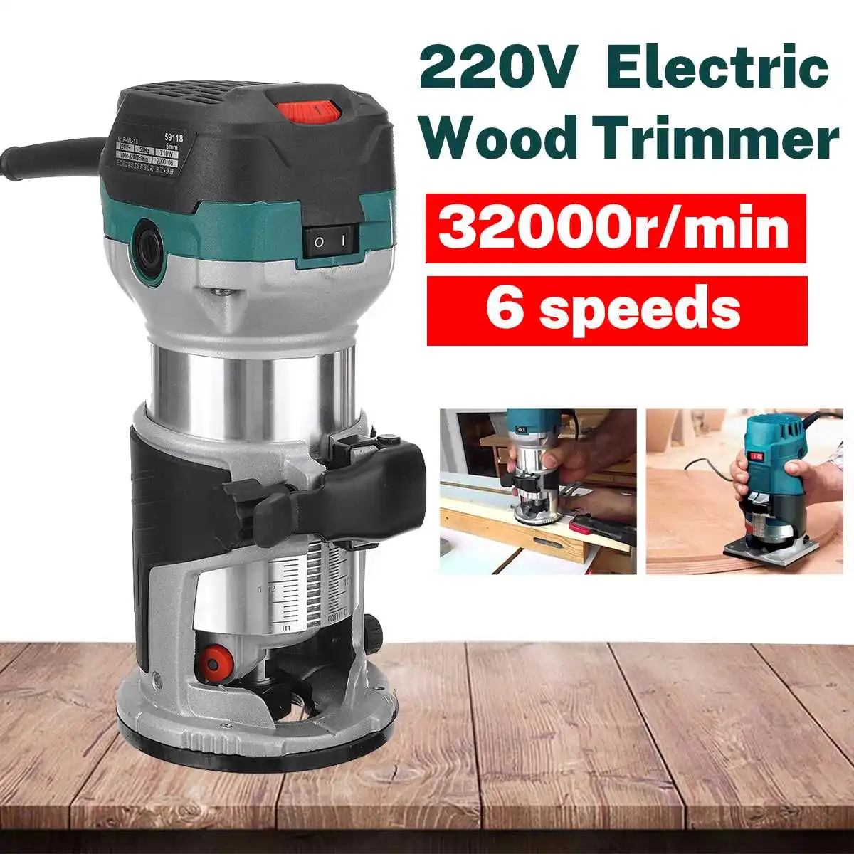 Drillpro 6 Speeds 220V Electric Trimmer Hand Trimmer Wood Router ...