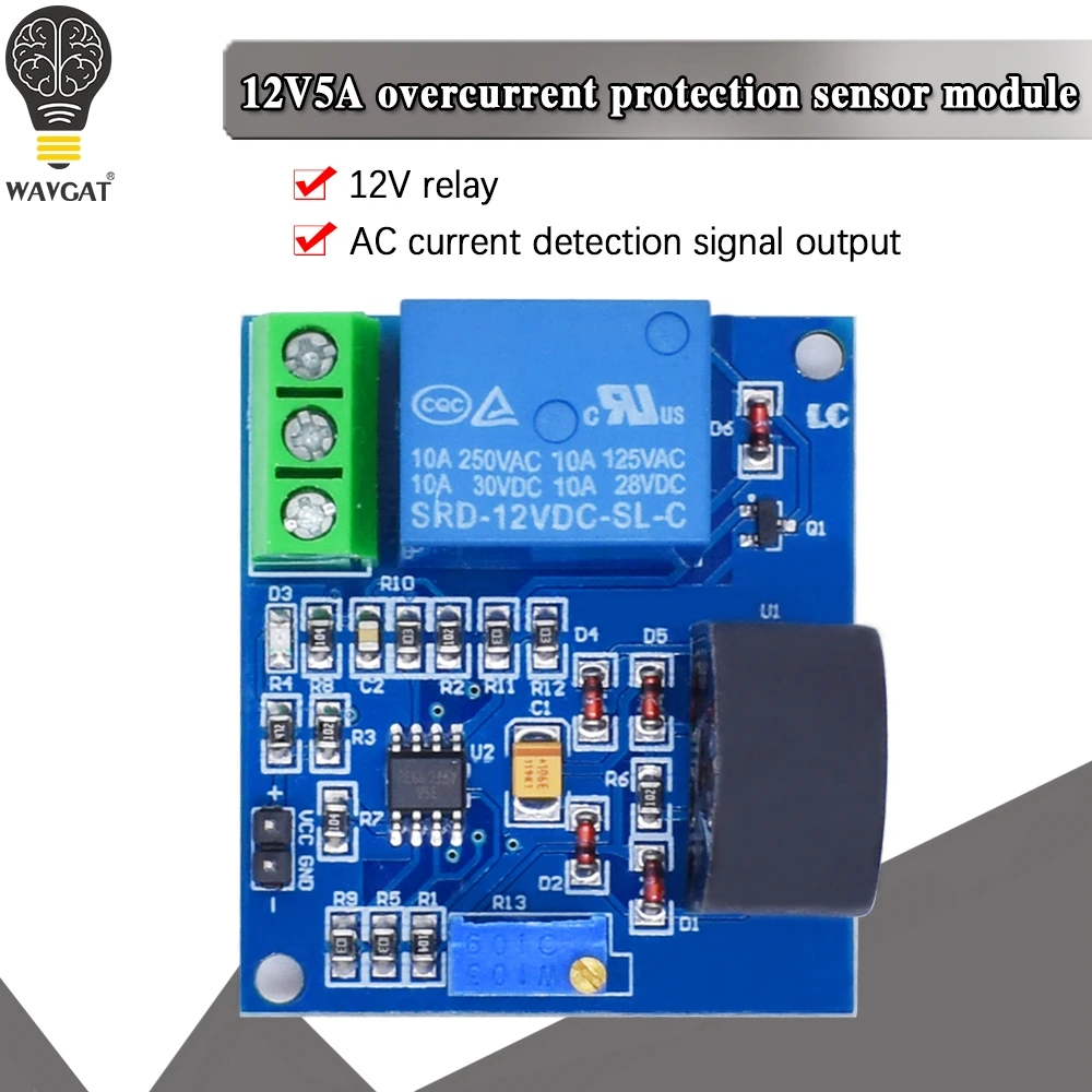 DC12V 0 5A overcurrent protection sensor module AC current detection ...