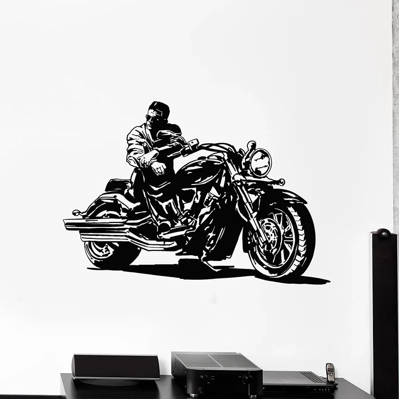 Motorcycle Rider Wall Decal Race Motor Speed Extreme Sport Vinyl Window ...