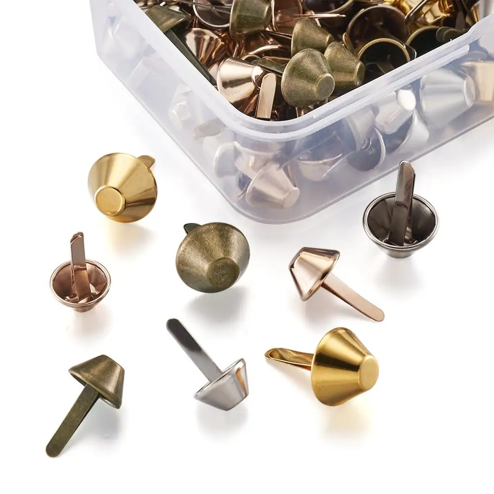 120pc Alloy Metal Bag Feet Rivets Studs Pierced Cone Studs Spike ...