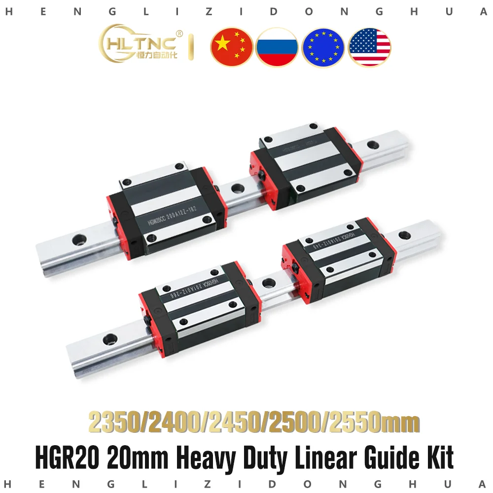 2pcs Hgr20 Hgw Linear Rail 2350mm 2400mm 2450mm 2500mm 2550mm+4pcs Hgw20cc Hgh20ca Cnc Linear ...