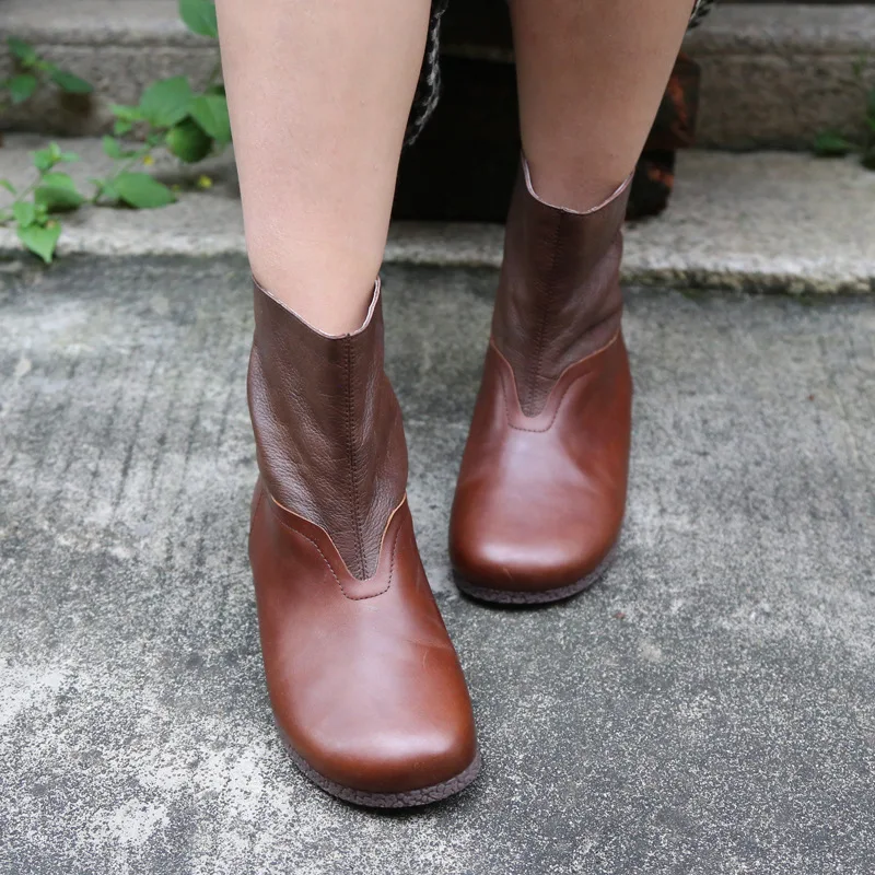 Original New Soft Sole Women Boots Genuine Leather Comfortable Flat ...