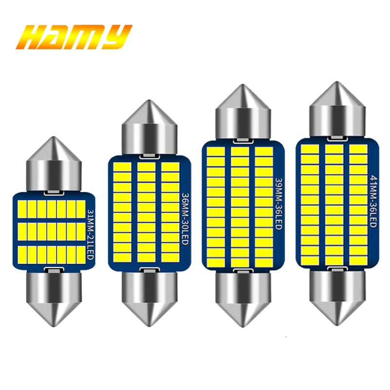 자동차 인테리어 독서 LED 라이트 번호판 램프 3014 SMD, 오류 없음, 캔버스 LED 전구, 축제 31mm, 36mm, 39mm, 41mm, C5W, C10W, 1x ...