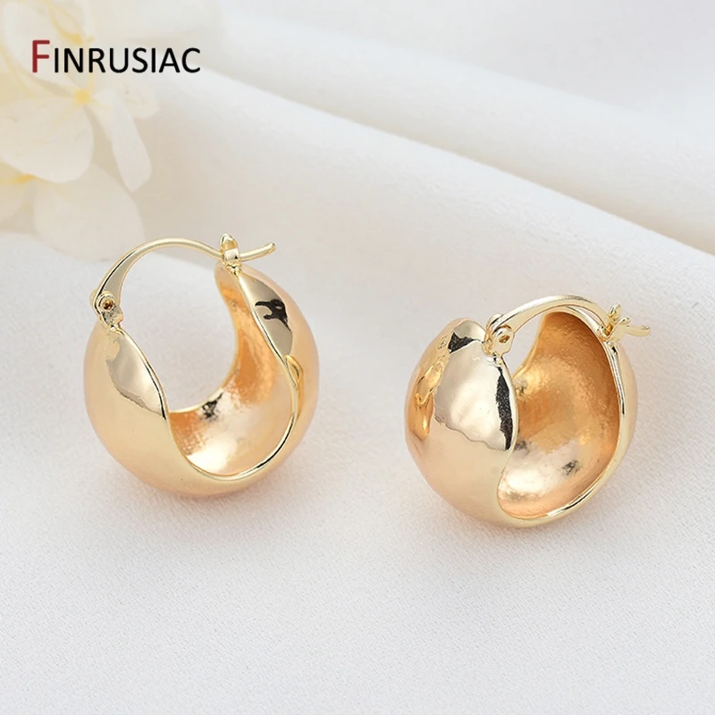 European Fashion Style Gold Plated Round Earrings Female Simple Hoop ...