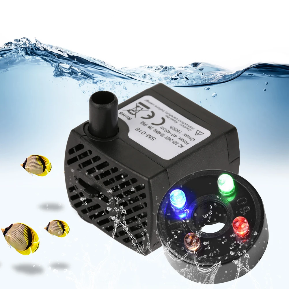 2w 150l/h Ultra-quiet Submersible Water Pump Fish Tank Aquarium Pond ...
