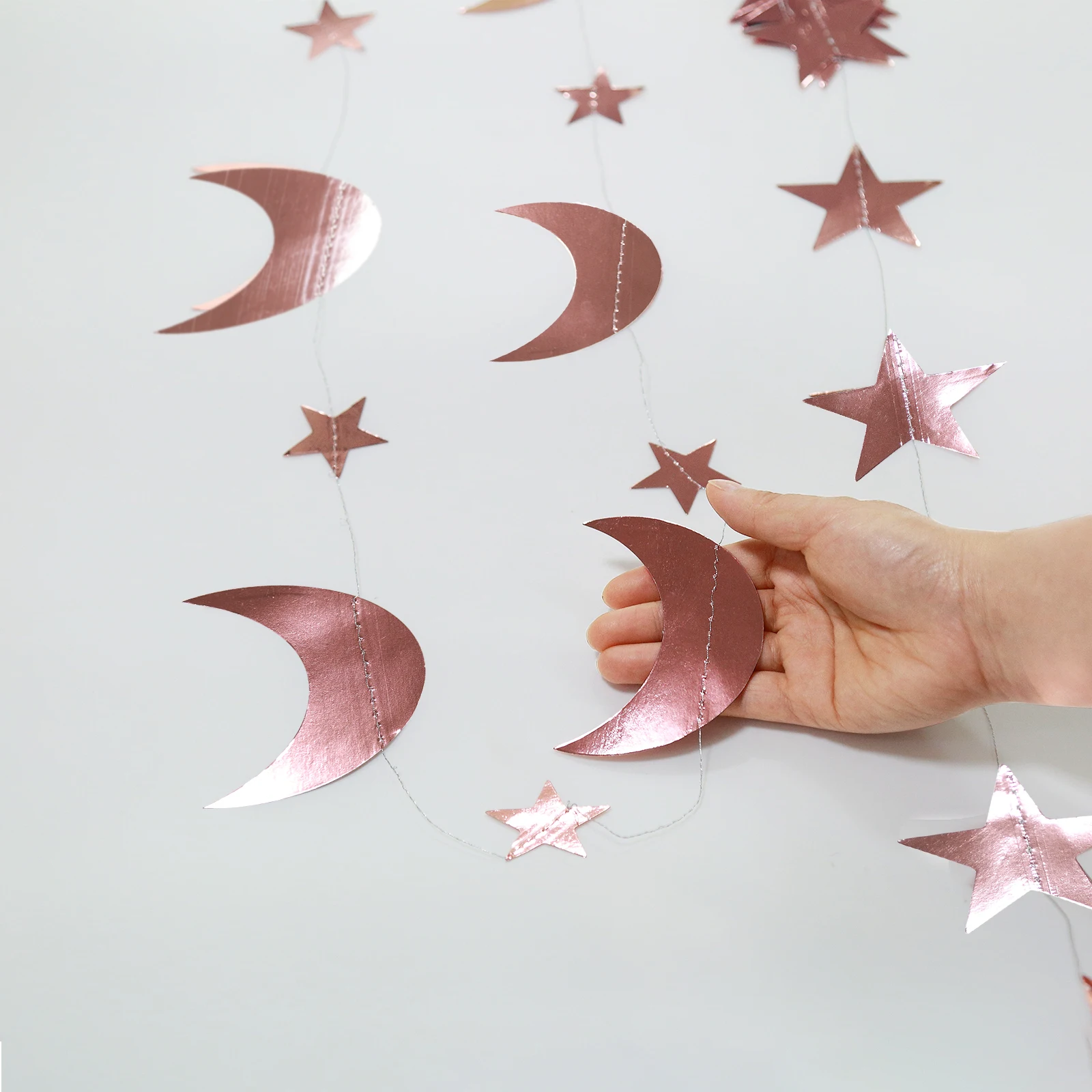 BANDEROLE,Rose Gold Star Moon--Guirlande de petites étoiles ...