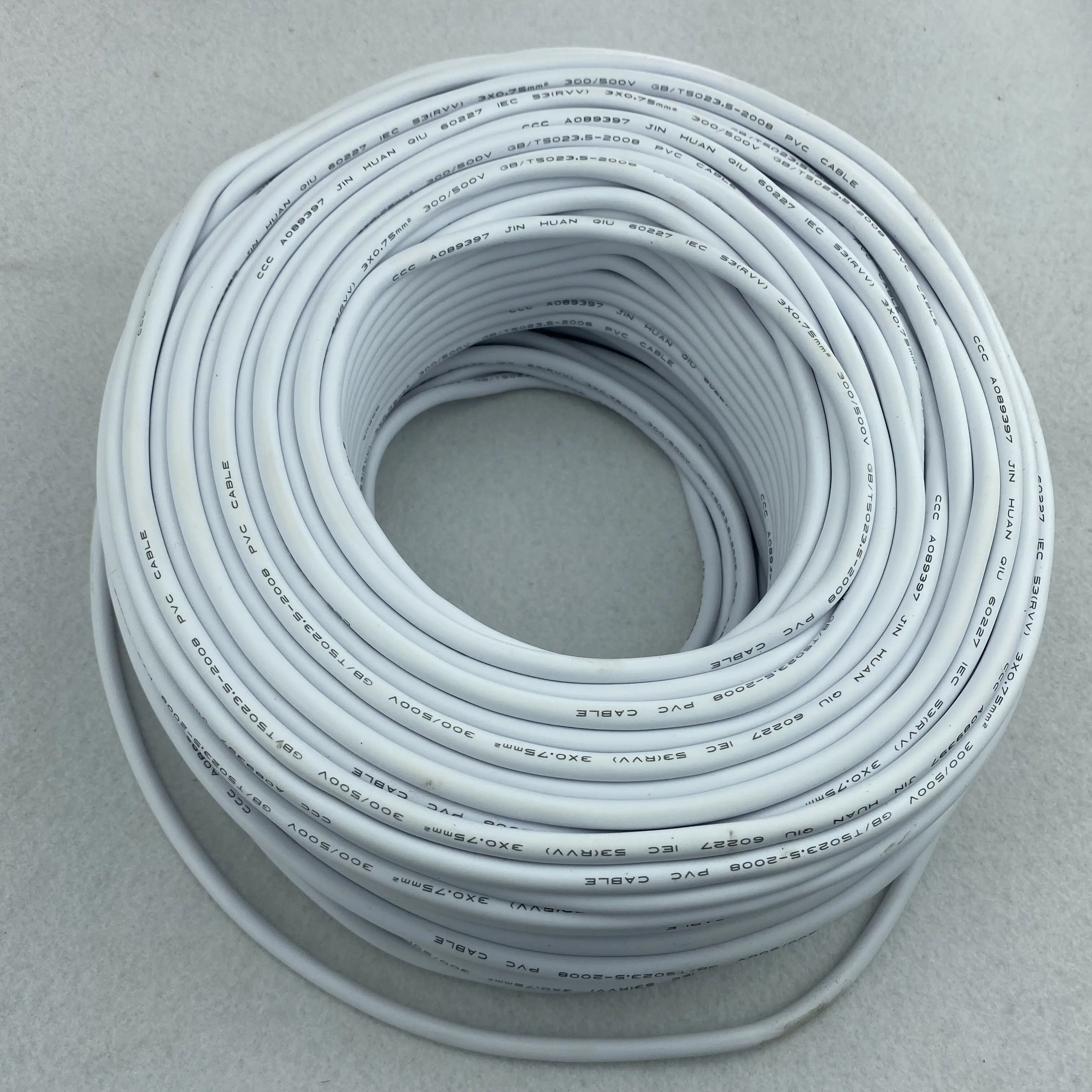 100m/roll 4core white PVC covered round cable,18AWG(4*0.75mm);wire ...
