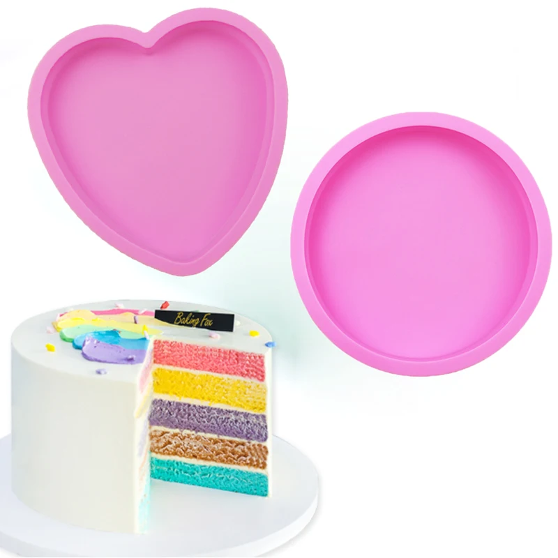 Silicone Layered Round & Heart Shape Cake Silicone Molds Bakeware DIY ...