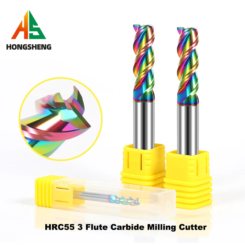 HRC55-Carbide-End-Mill-Aluminium-3F-Milling-Cutter-Acrylic-Wood-Copper ...