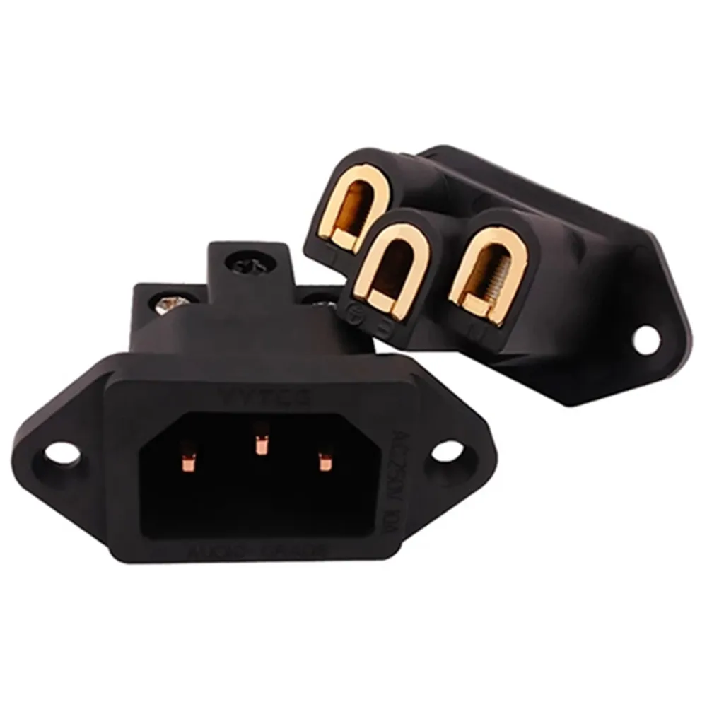 AC-IEC-Inlet-Socket-HIFI-Power-Electrical-Adapter-Plug-Pure-Copper-Gold ...