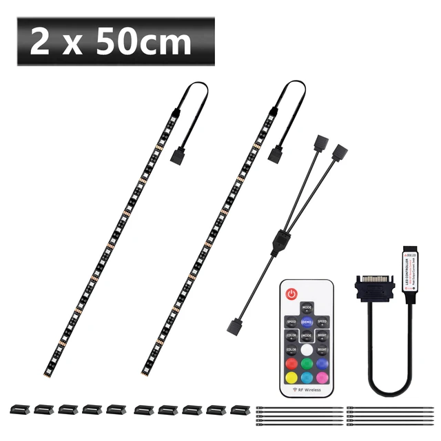 12V Addressable RGB LED Strip Light Kit, RGB Strip for PC Case ...