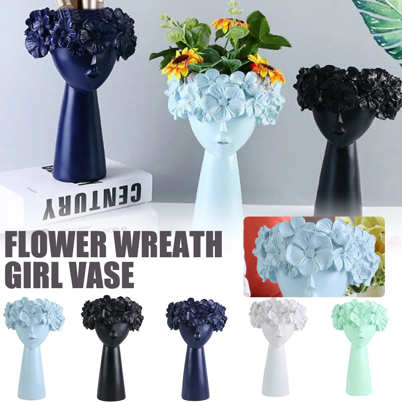 Fashion-Durable-Flower-Wreath-Girl-Vase-Crown-Storage-Box-Doll-Head ...