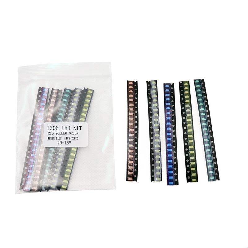 5 Colors X20pcs =100pcs 1206 Smd Led Light Package Red White Green Blue ...