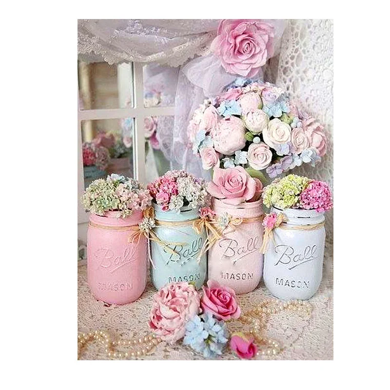 100% Full 5D Diy Daimond painting cross stitch "Pink Rose" 3D Diamond ...