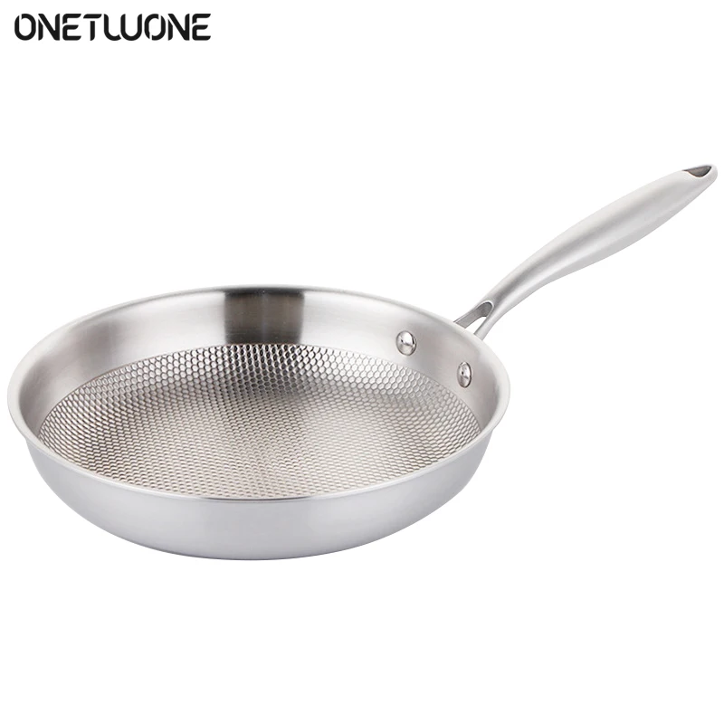 Frying-Pan-Stainless-Steel-Five-layer-Pans-Dot-Texture-Uncoated-Non ...