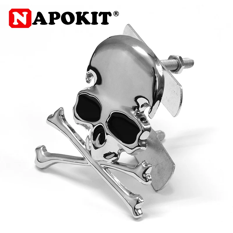 1Set Metal 3D Skull Head Skeleton Car Grill Sticker Badge Emblem Decal ...