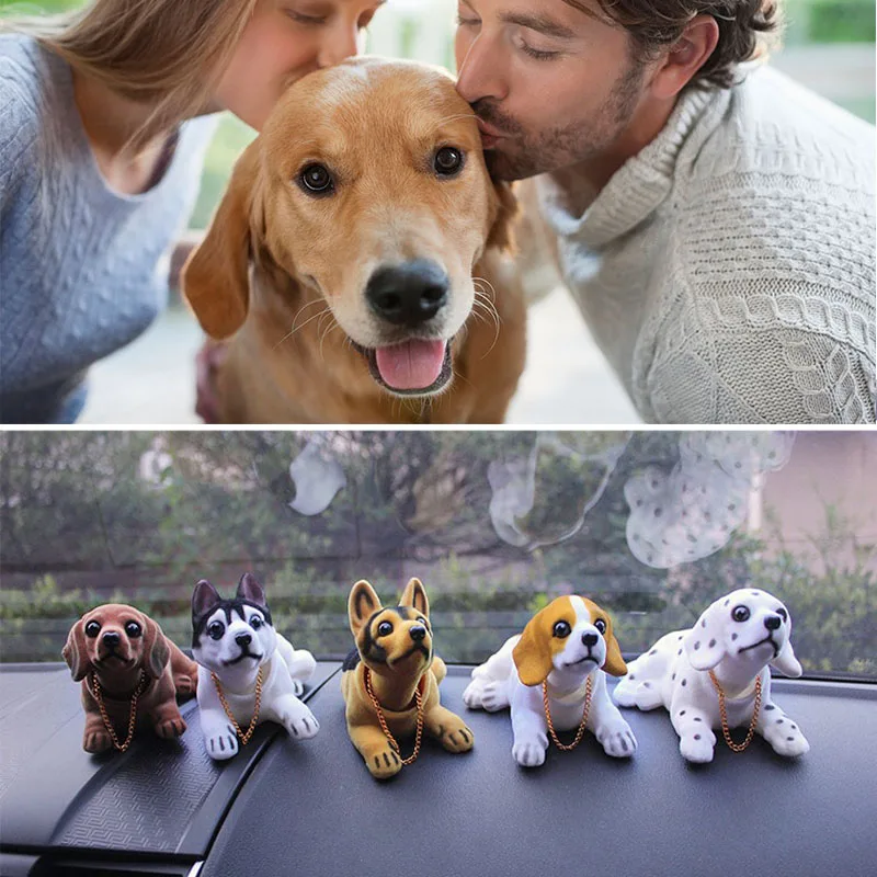 Cute Funny Car Dashboard Doll Nodding Dog Shaking Head Resin Simulation ...