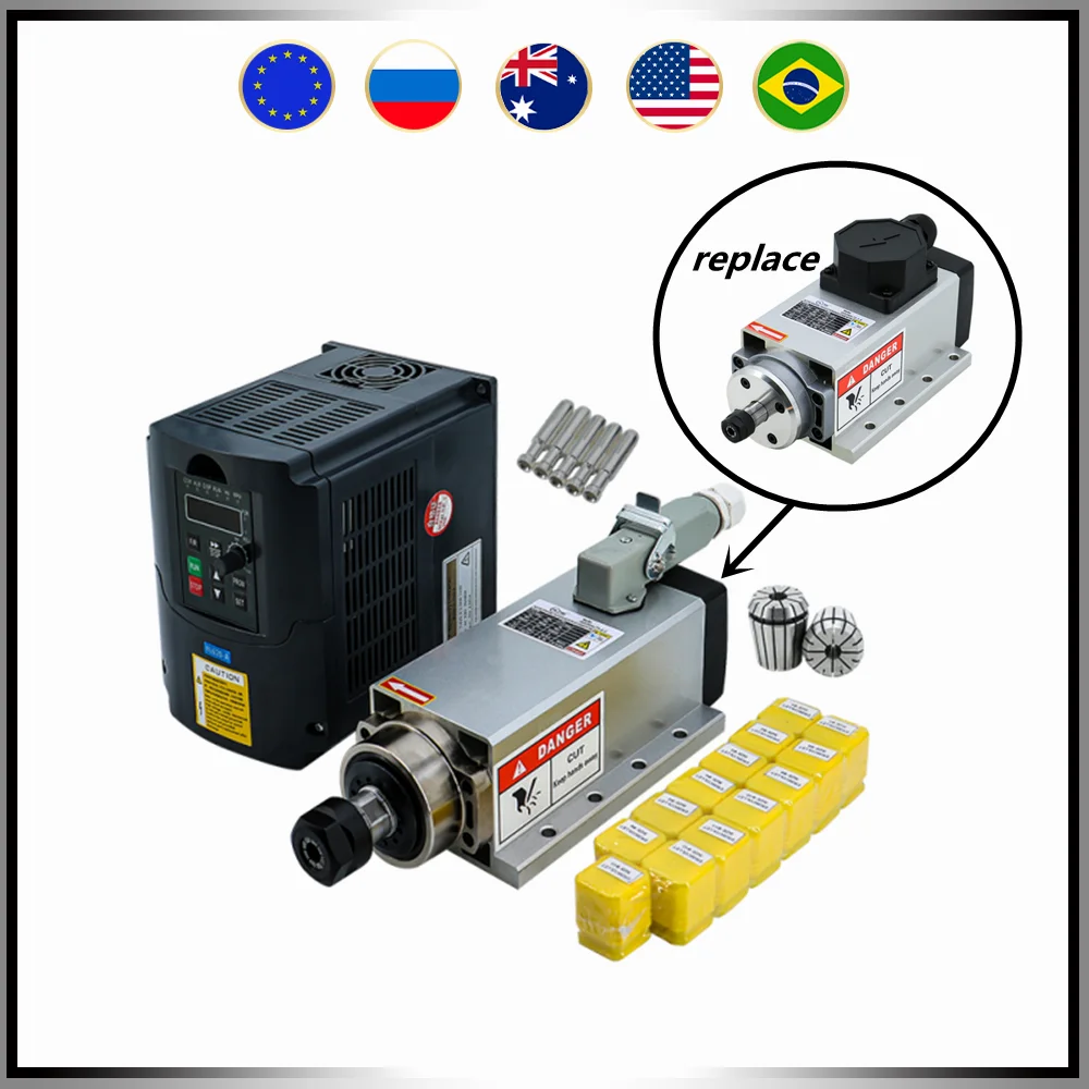 Z Axis Spindle Motor Kit 2.2kw 2200w Air Cooling Square Spindle Er20 ...