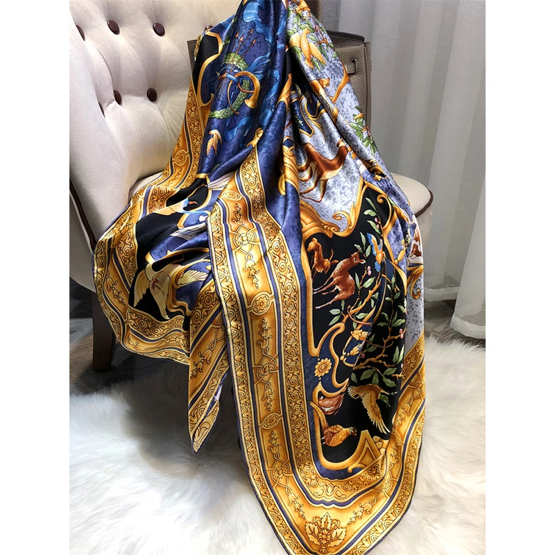 Real-Silk-Scarf-Square-Women-Heavy-Silk-scarf-Luxury-Brand-Printed ...