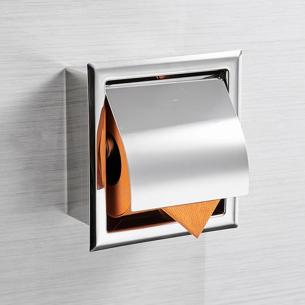 Stainless Steel304 Toilet Paper Holder Chrome Wall Mounted Concealed ...