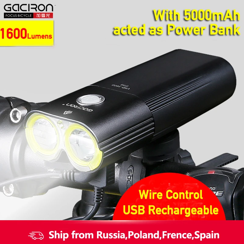 Gaciron 400-1800 Lumens Bicycle Front Light Usb Rechargeable Cycling ...