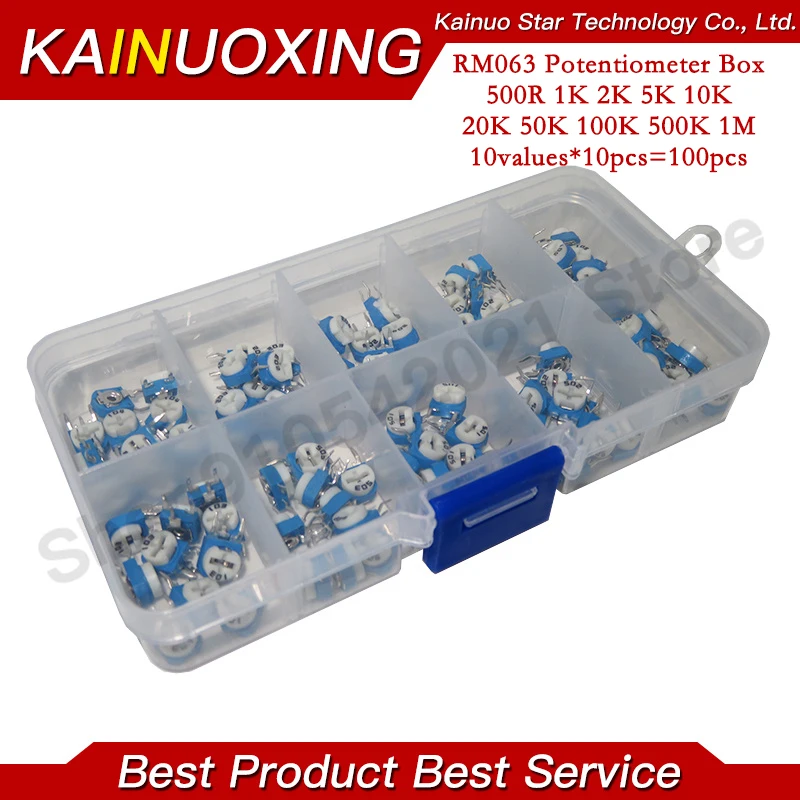 100PCS-LOT-RM063-Vertical-Adjustable-Resistor-Kit-In-Box-500-ohm-1M-ohm ...