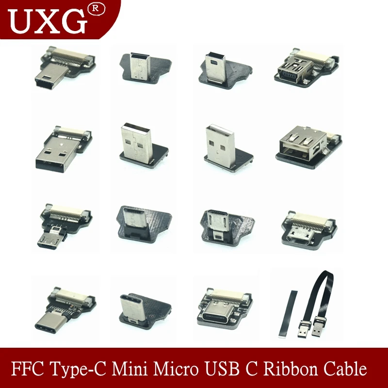 FFC-Type-C-Mini-Micro-USB-C-Ribbon-Cable-90-FPV-Slim-Thin-Flat-Soft ...