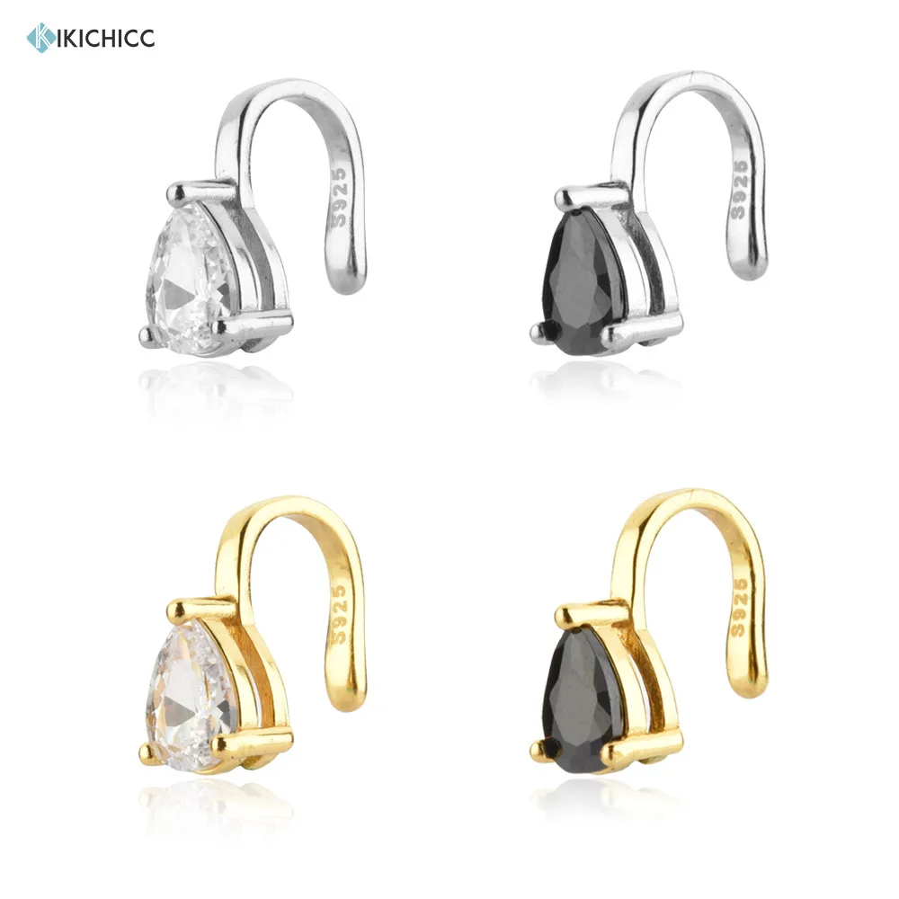 KIKICHICC-925-Sterling-Silver-Gold-Oval-Zircon-CZ-Earcuff-Earring-Clips-Piercing-Women-Wedding ...