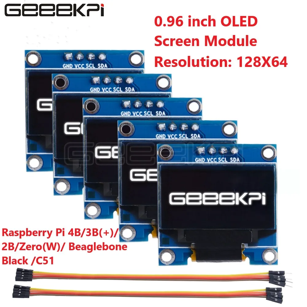 GeeekPi 0.96 inch OLED Screen Module 128*64 IIC SSD1306 for Raspberry ...