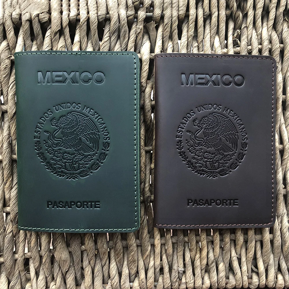 Personalized Genuine Leather Mexico Passport Cover Crazy Horse Mexican ...