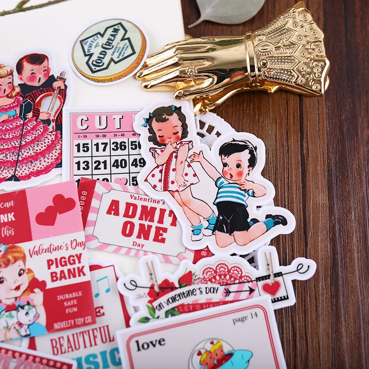 Pink Vintage Doll Childish Interest Stickers Travel Bullet Journal ...