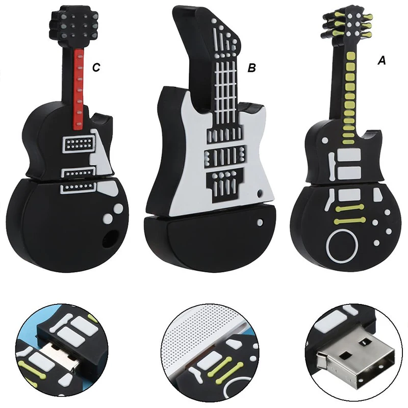 Pen Drive 128 Gb 64gb 32gb Guitar Shape USB Flash Drive Music Silicone ...