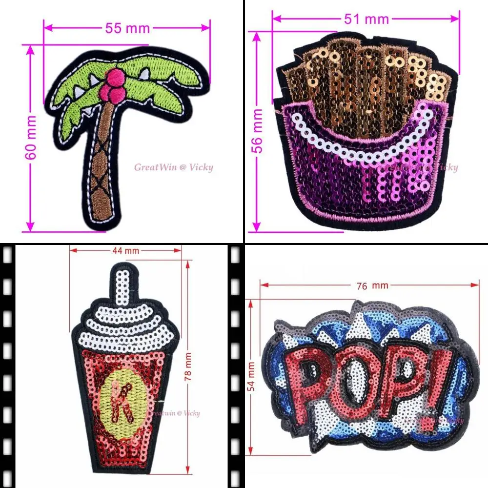 Parches de lentejuelas POP nuevos para costura de marca, parches retros ...