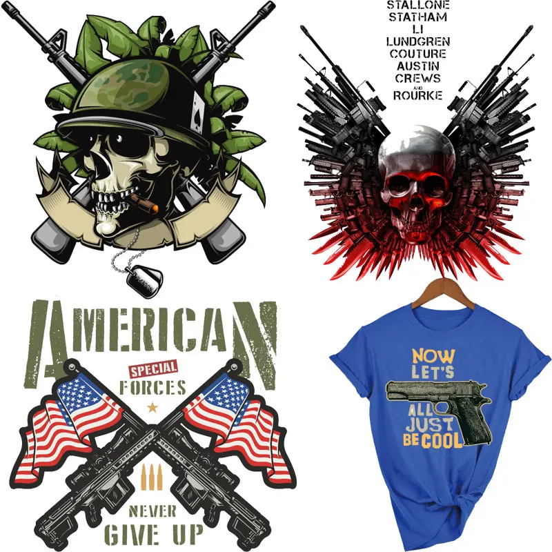 Military-Skull-Patches-on-Clothes-Iron-on-Transfers-for-Clothing ...
