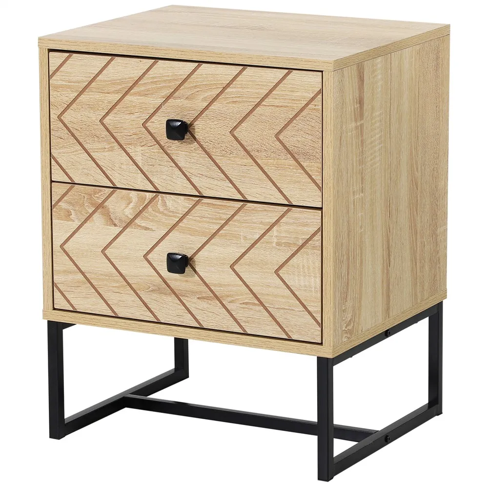 Homcom Bedside Table Wooden Chest of Drawers with 2 Drawers for Bedroom ...