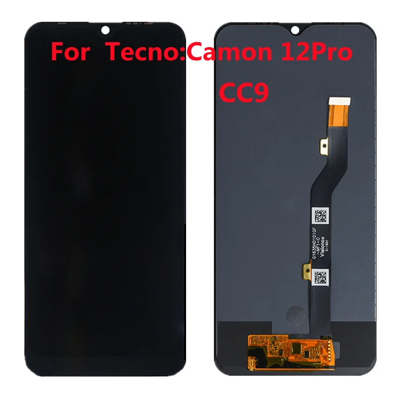 6.4" Original Black For Tecno Camon 12 Pro CC9 LCD Display With Touch Screen Digitizer Glass ...