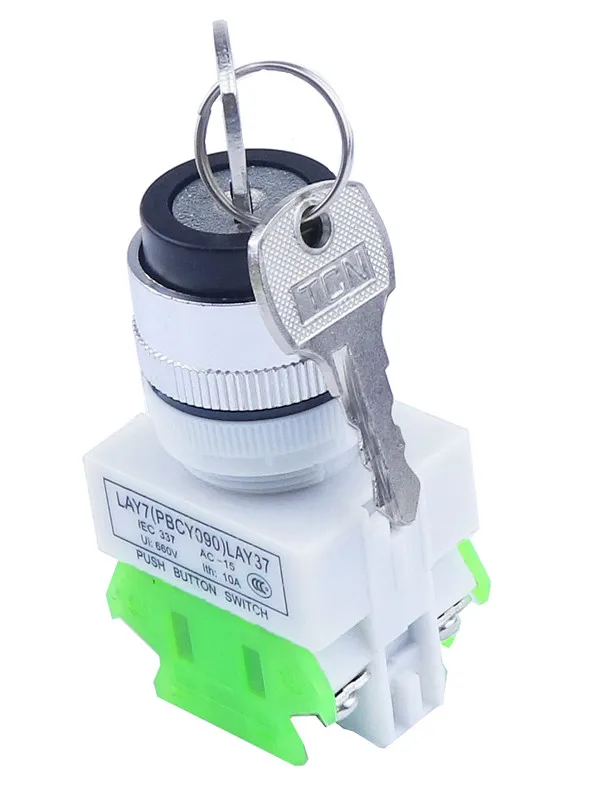 LAY37 AC 380V 10A DPST 2 Position 3 Position Rotary Selector Key Lock ...