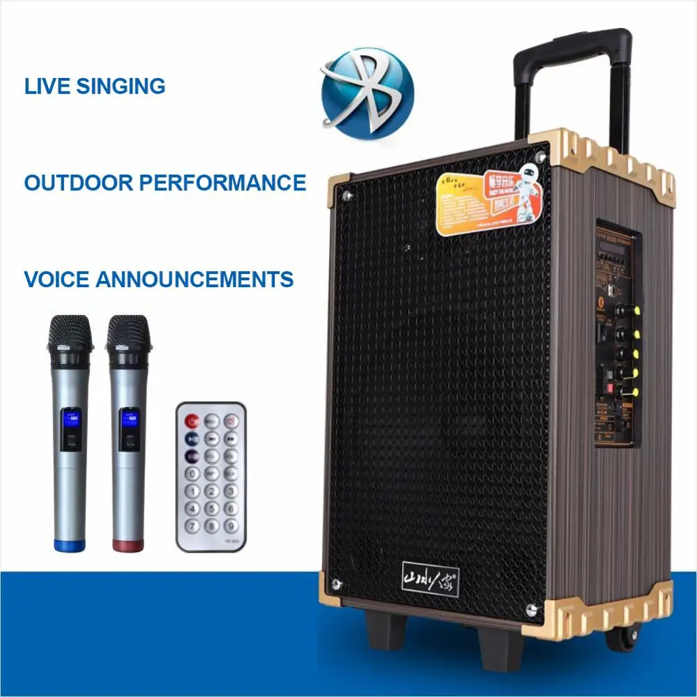 Pull-Rod-Bluetooth-Speaker-Outdoor-Portable-With-Microphone-Party ...