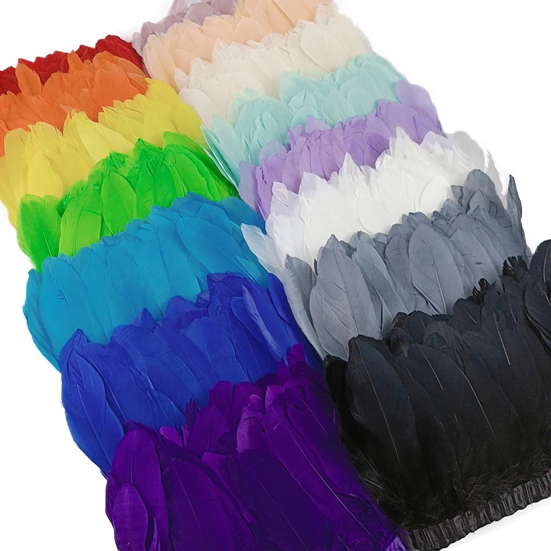 2Meters-Dyed-Colored-Goose-Feather-Trims-Real-White-Geese-Feathers-on ...