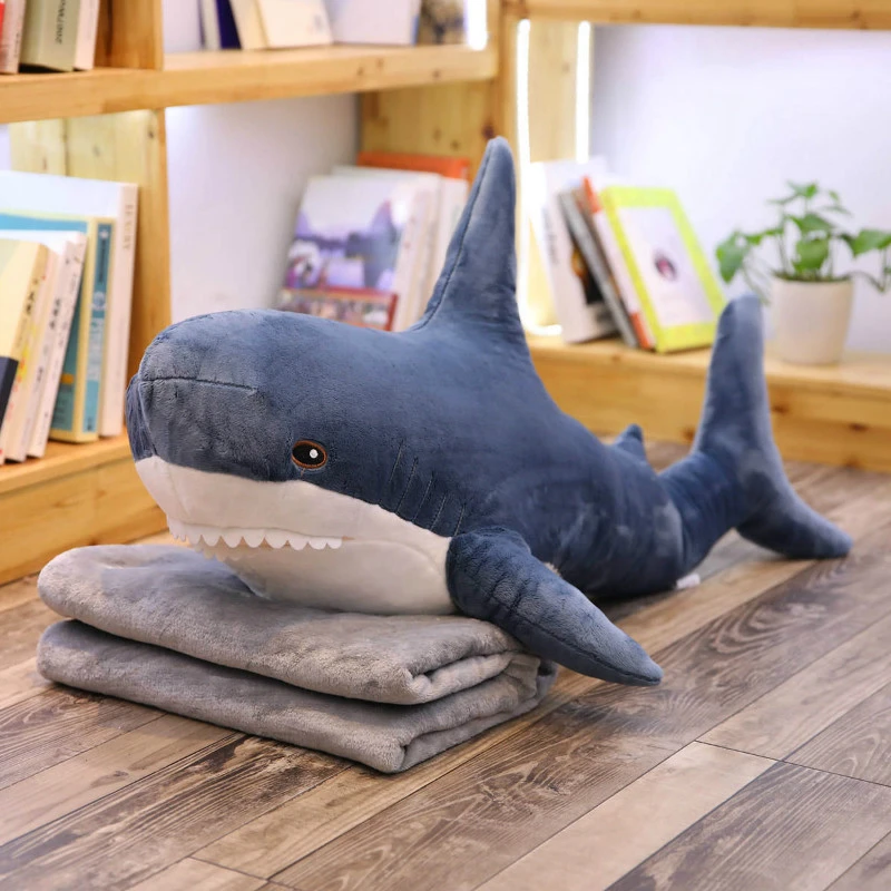 60 140cm soft blue shark plush doll cute 4 color shark Plush Stuffed ...