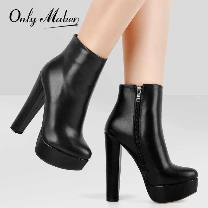 Onlymaker Botas Ankel de tacón alto y punta redonda para mujer, botines ...
