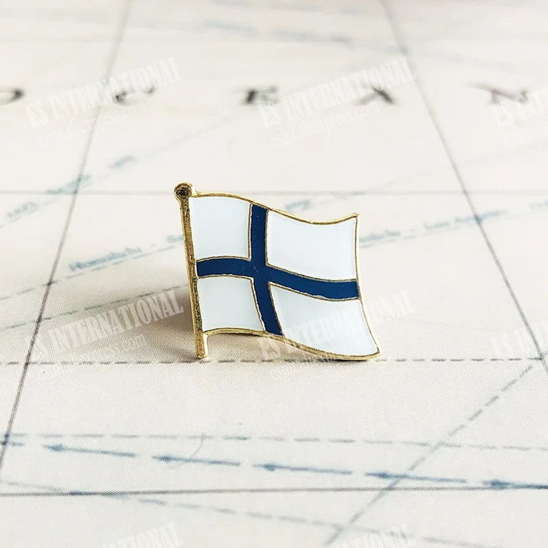 Finland-National-Flag-Lapel-Pins-Crystal-Epoxy-Metal-Enamel-Badge-Paint ...