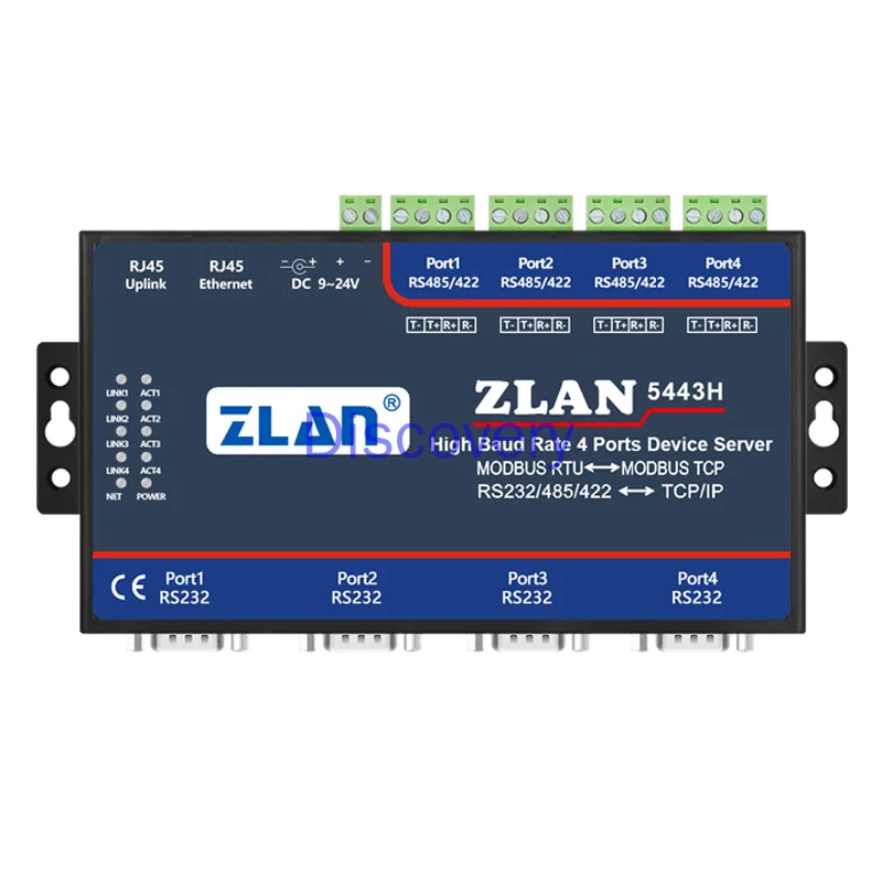 Serial Port Server 4 Port RS485/232/422 to Ethernet ZLAN Serial Port to ...