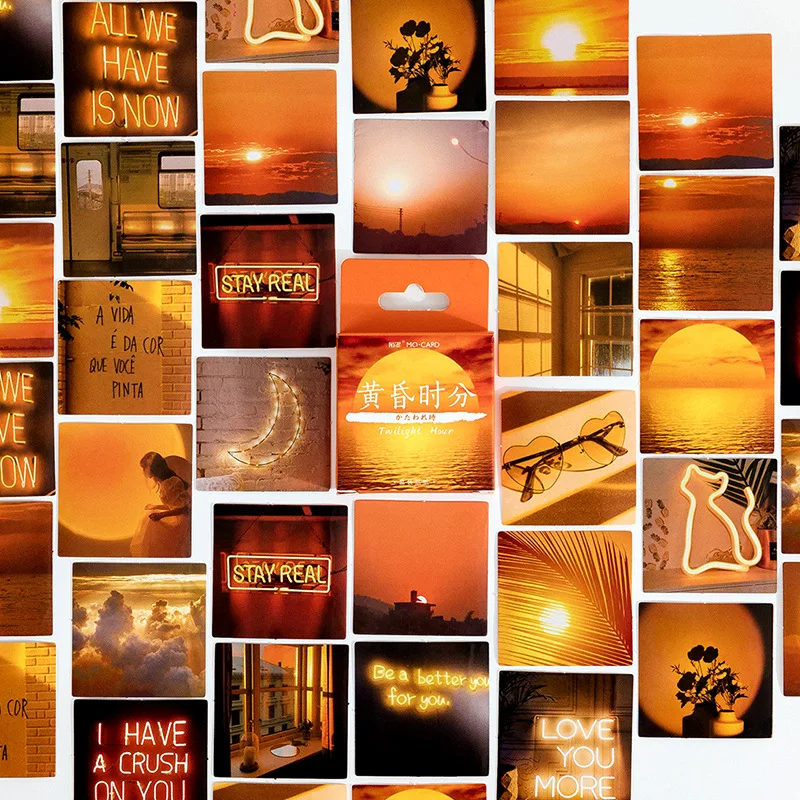 46-Pcs-pack-Paper-Sticker-Set-Sunset-Scenery-Self-adhesive-Stationery ...